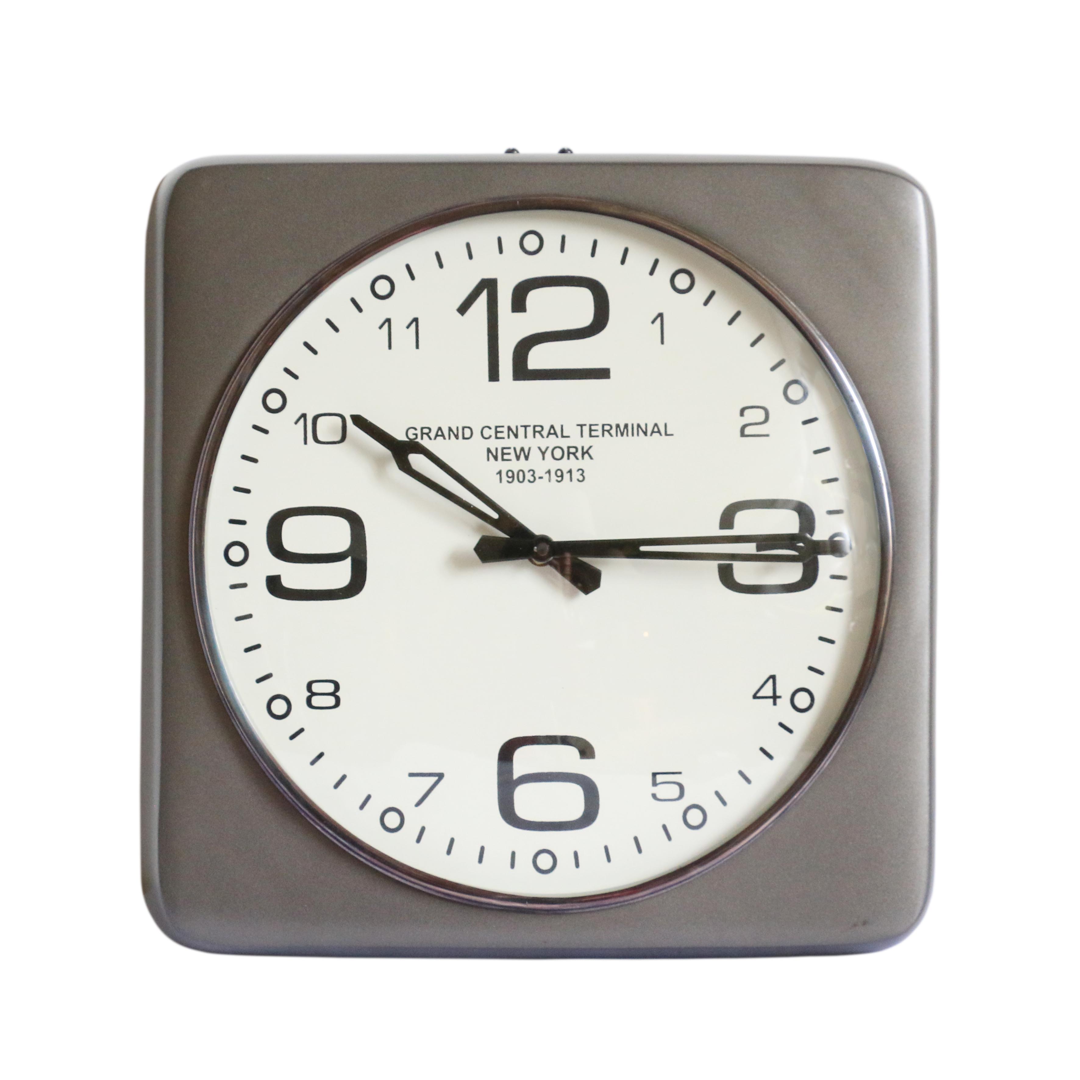 Wall Clock Satin Grey and Silver Antique Finish - Product - CC Interiors