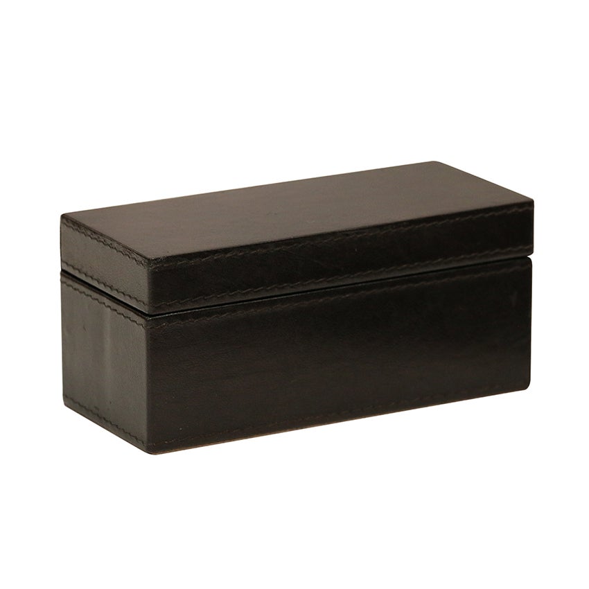 BLACK LEATHER RECTANGULAR BOX - Product - CC Interiors