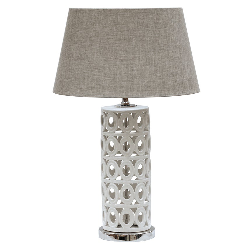 Lattice White Ceramic Table Lamp Base - Product - CC Interiors
